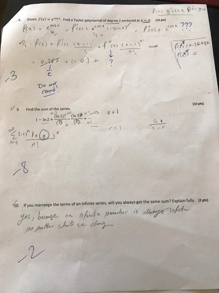 Solved Given f(x) = ecosx Find a Taylor polynomial of degree | Chegg.com