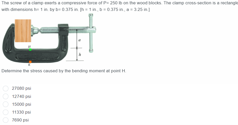 Solved The screw of a clamp exerts a compressive force of | Chegg.com