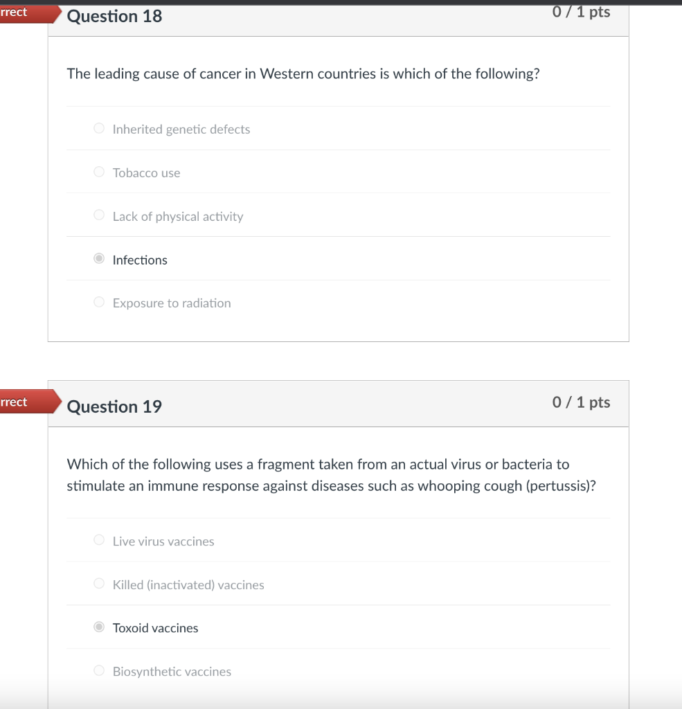 Solved rrect Question 18 071 pts The leading cause of cancer | Chegg.com