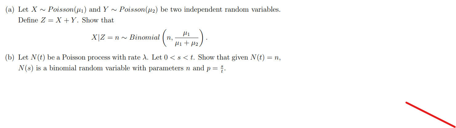 Solved (a) Let X∼Poisson(μ1) and Y∼Poisson(μ2) be two | Chegg.com