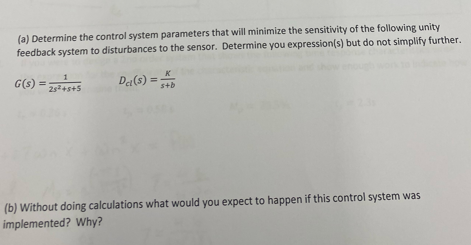 Solved (a) Determine the control system parameters that will | Chegg.com