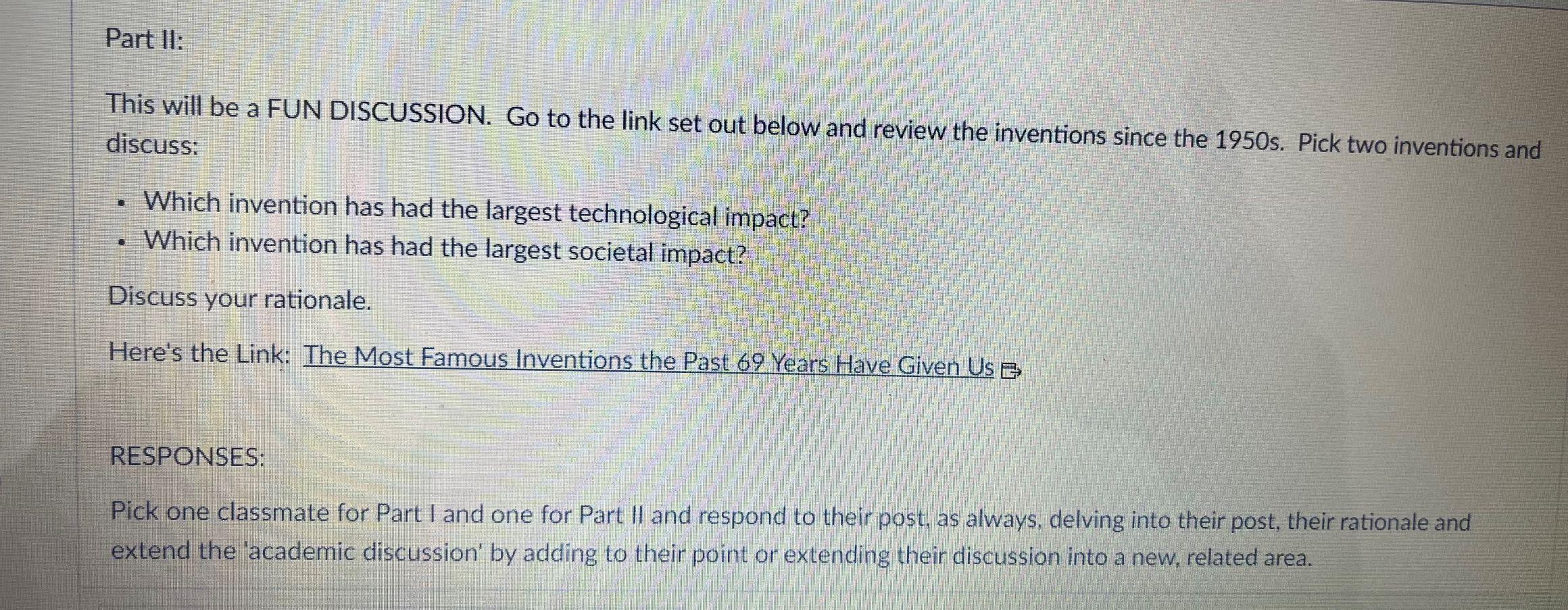 Solved This will be a FUN DISCUSSION. Go to the link set out | Chegg.com