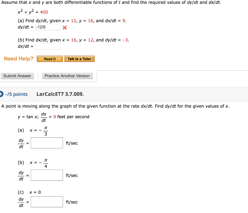 Solved Assume that x and y are both differentiable functions | Chegg.com
