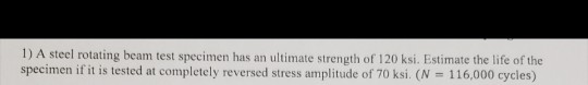 Solved 1) A steel rotating beam test specimen has an | Chegg.com