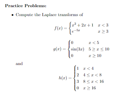 Solved Practice Problems: - Compute the Laplace transforms | Chegg.com