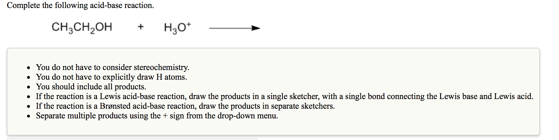 Solved Complete the following acid-base reaction. CH3CH2OH + | Chegg.com