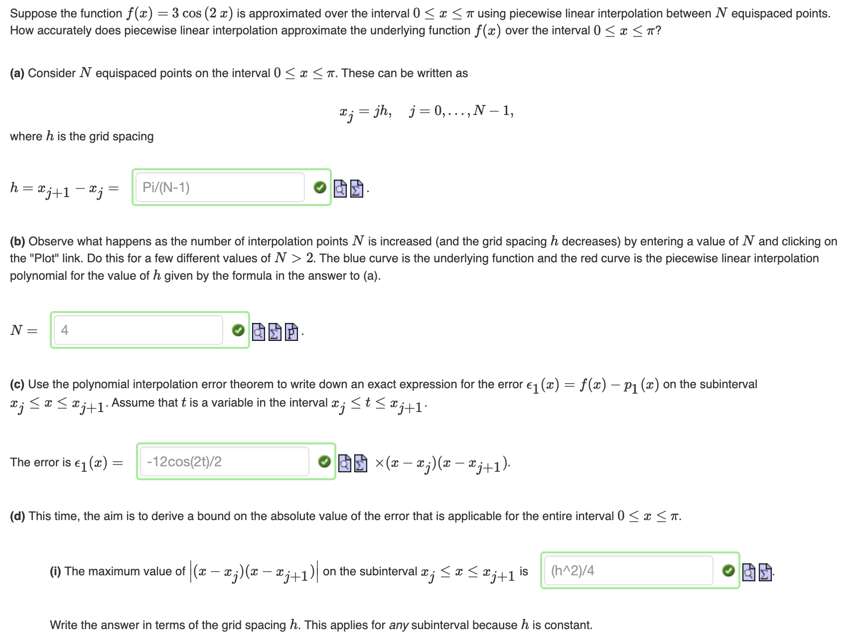 Solved Suppose the function f(x)=3cos(2x) is approximated | Chegg.com