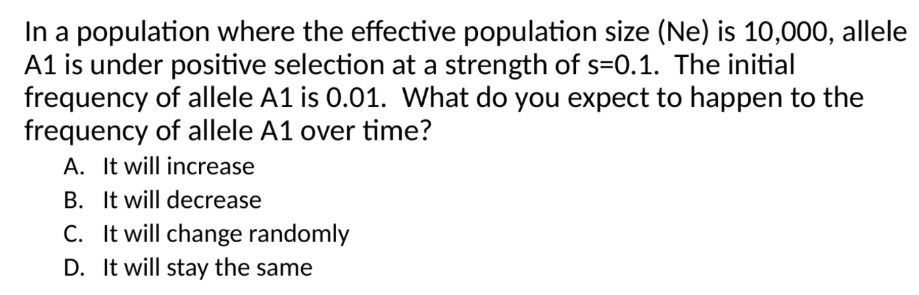 Solved In a population where the effective population size | Chegg.com