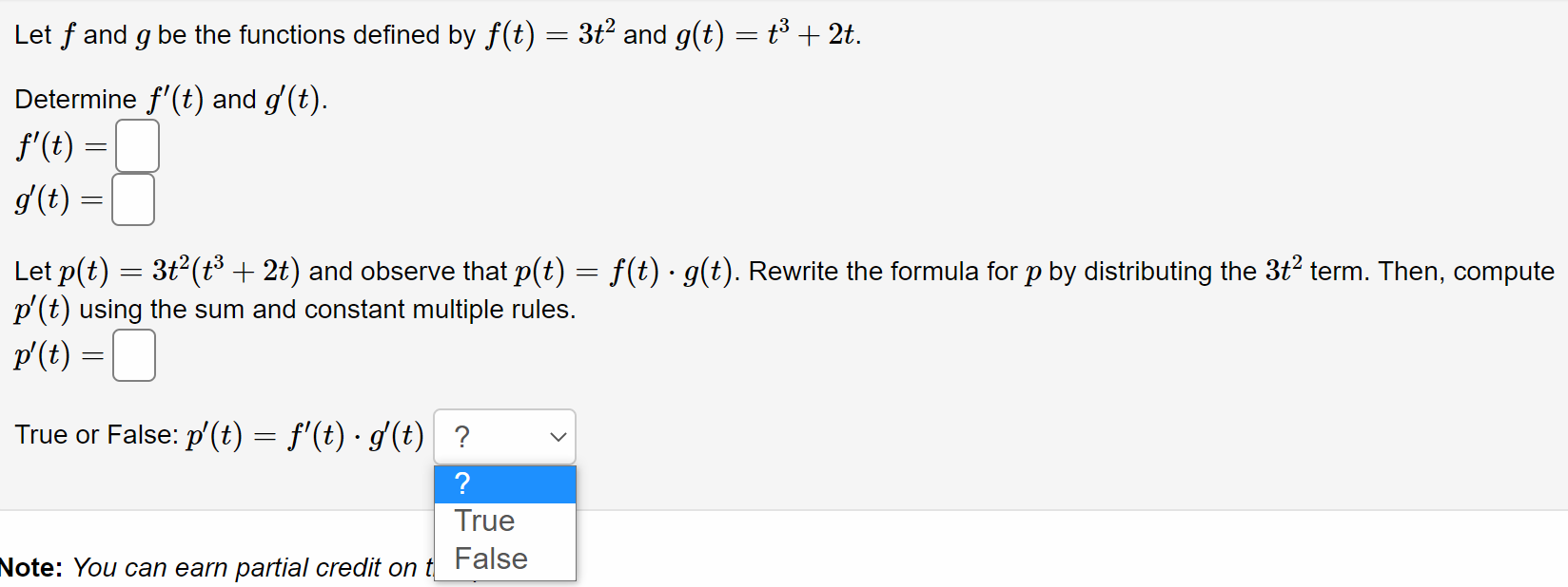 Solved Let f and g be the functions defined by f(t) = 3t2 | Chegg.com