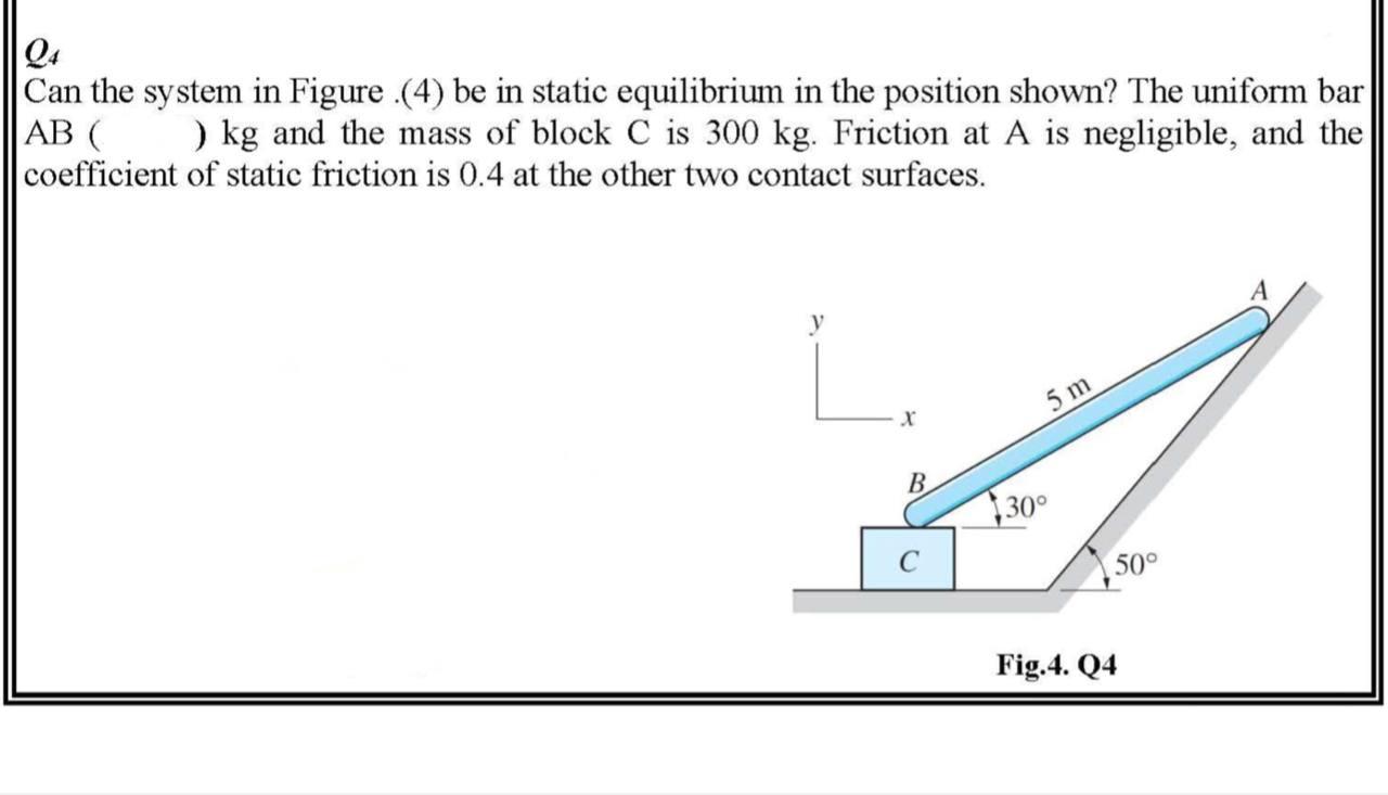 Solved Q4 Can the system in Figure .(4) be in static | Chegg.com