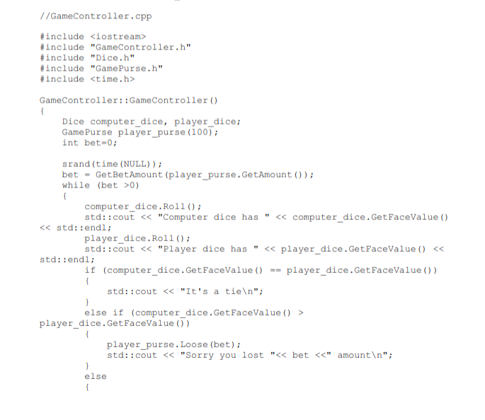 C++ : Dice War Game Version 2 Objectives > Using | Chegg.com