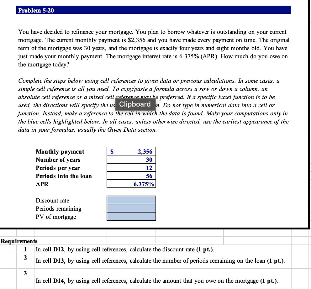 Solved You have decided to refinance your mortgage. You plan | Chegg.com