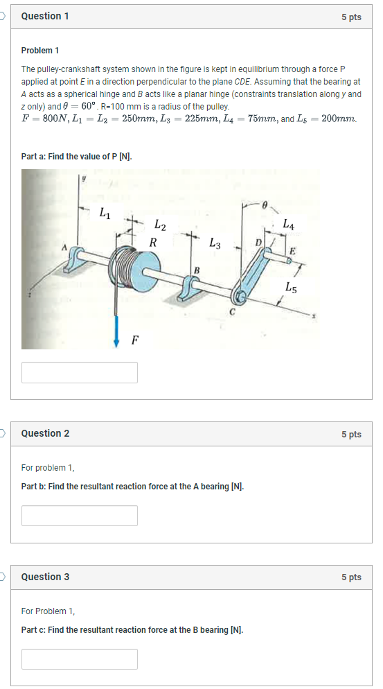 Solved Question 1Problem 1The pulley-crankshaft system shown | Chegg.com