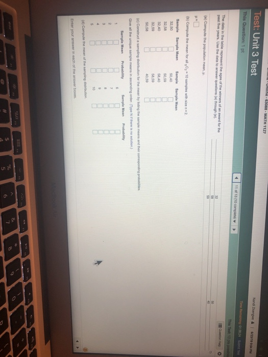 Solved anA N URIke-63088-MATH 1127 Test: Unit 3 Test Nand | Chegg.com