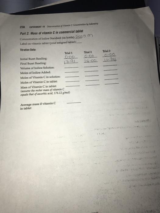 UXERCISE 18 HAME LA LECTION Report IODOMETRY OF | Chegg.com