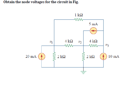 Solved Obtain the node voltages for the circuit in Fig. 1 ΕΩ | Chegg.com
