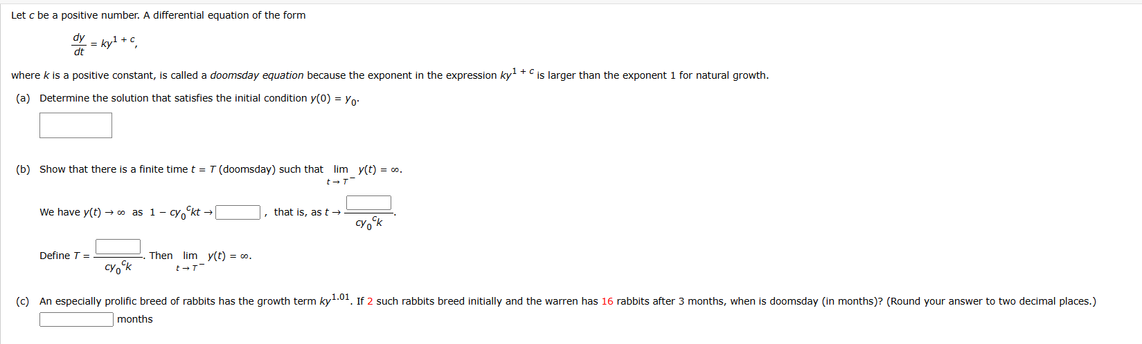 Solved Let c be ﻿a positive number. A differential equation | Chegg.com