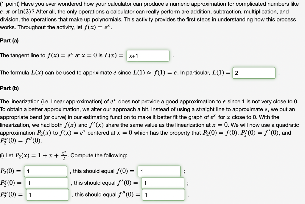 Solved (1 point) Have you ever wondered how your calculator | Chegg.com