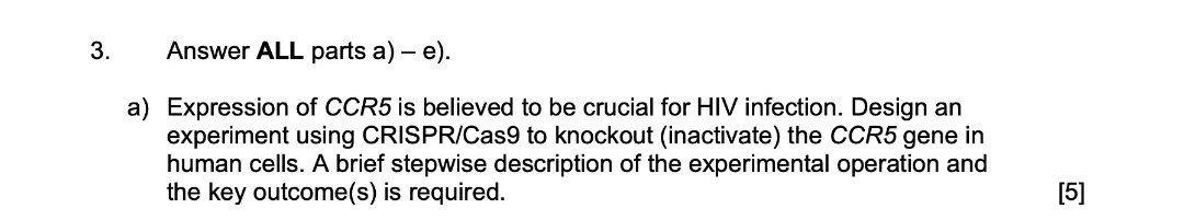Solved 3. Answer ALL parts a), e). a) Expression of CCR5 is | Chegg.com