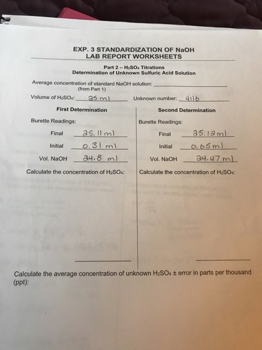 Solved EXP. 3 STANDARDIZATION OF NaOH LAB REPORT WORKSHEETS | Chegg.com Solved EXP. 3 STANDARDIZATION OF NaOH LAB REPORT WORKSHEETS | Chegg.com