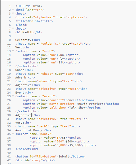 Solved Create A Mad LibsUse JavaScript To Create A Mad Li