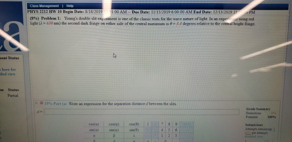 Solved Class Management Help PHYS 2212 HW 10 Begin Date: | Chegg.com