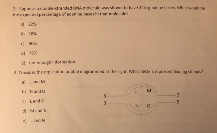 Solved 7. Suppose a double-stranded DNA molecule was shown | Chegg.com