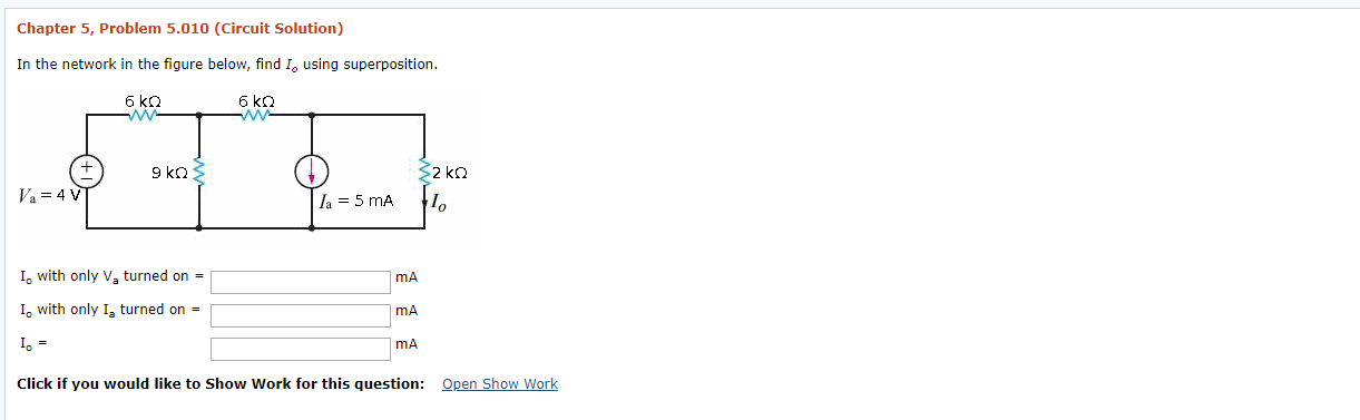 Solved Chapter 5, Problem 5.006 (Circuit Solution) Find I in | Chegg.com