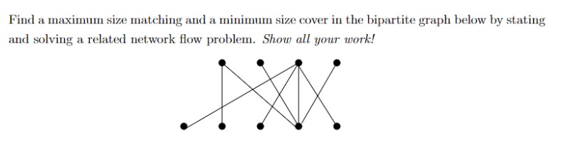 Solved Find a maximum size matching and a minimum size cover | Chegg.com