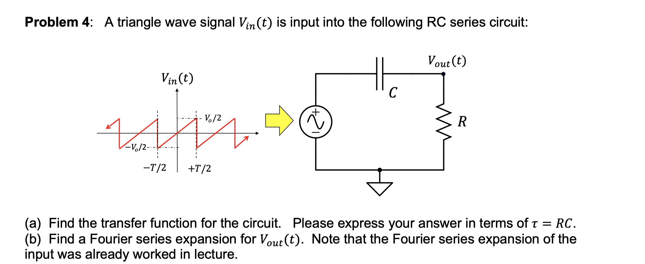 Solved Problem 4: A triangle wave signal Vin(t) is input | Chegg.com