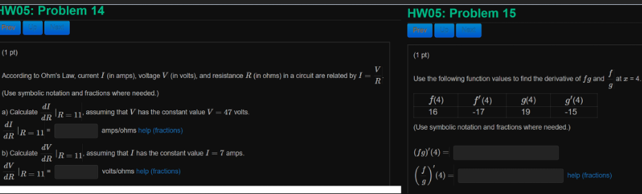 Solved W05: Problem 14 HW05: Problem 15 Prev Prev (1 pt) Use | Chegg.com
