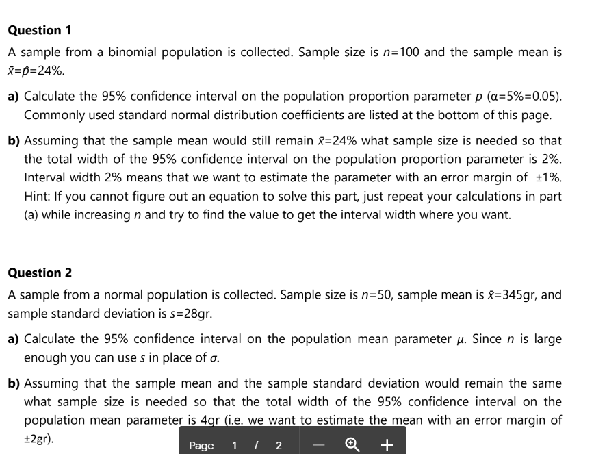 Solved Question 1 A sample from a binomial population is | Chegg.com
