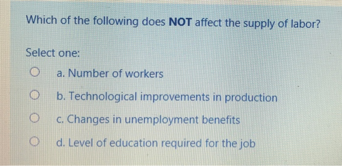 Solved Which of the following does NOT affect the supply of | Chegg.com
