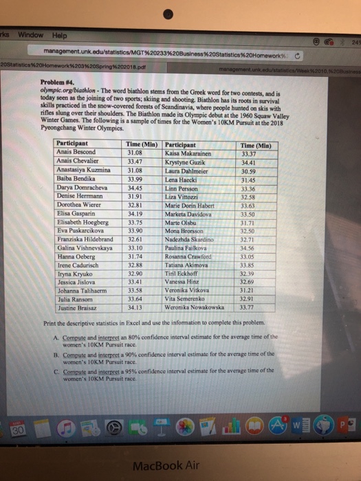 Solved rks Window Help t. unk.eduistatisticsMGT%202 | Chegg.com