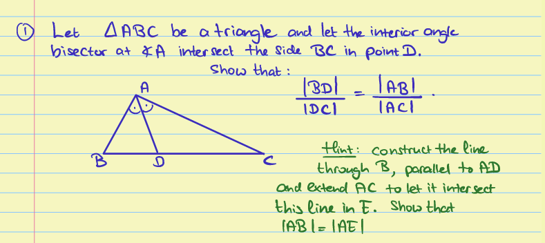 Solved (1) Let ABC be a triangle and let the interior angle | Chegg.com