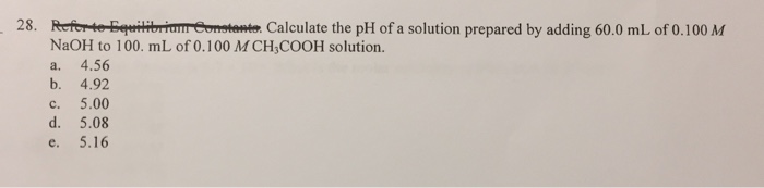 Solved Calculate the pH of a solution prepared by adding | Chegg.com