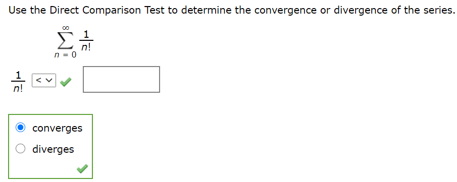 Solved Use the Direct Comparison Test to determine the | Chegg.com