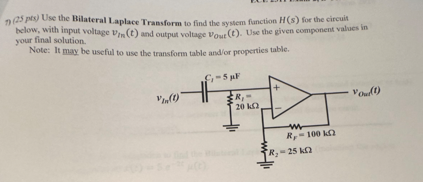 Solved 25 ptsH(s) ﻿for the circuitbelow, with input voltage | Chegg.com