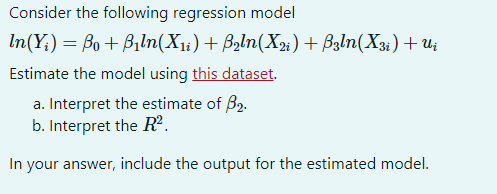 Solved Consider the following regression model In(Y) = Bo + | Chegg.com