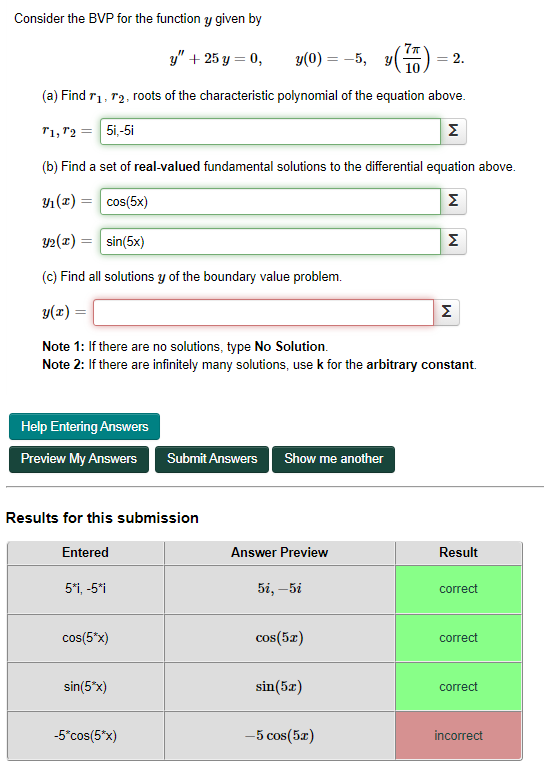 Solved Consider the BVP for the function y given by y" + 25 | Chegg.com
