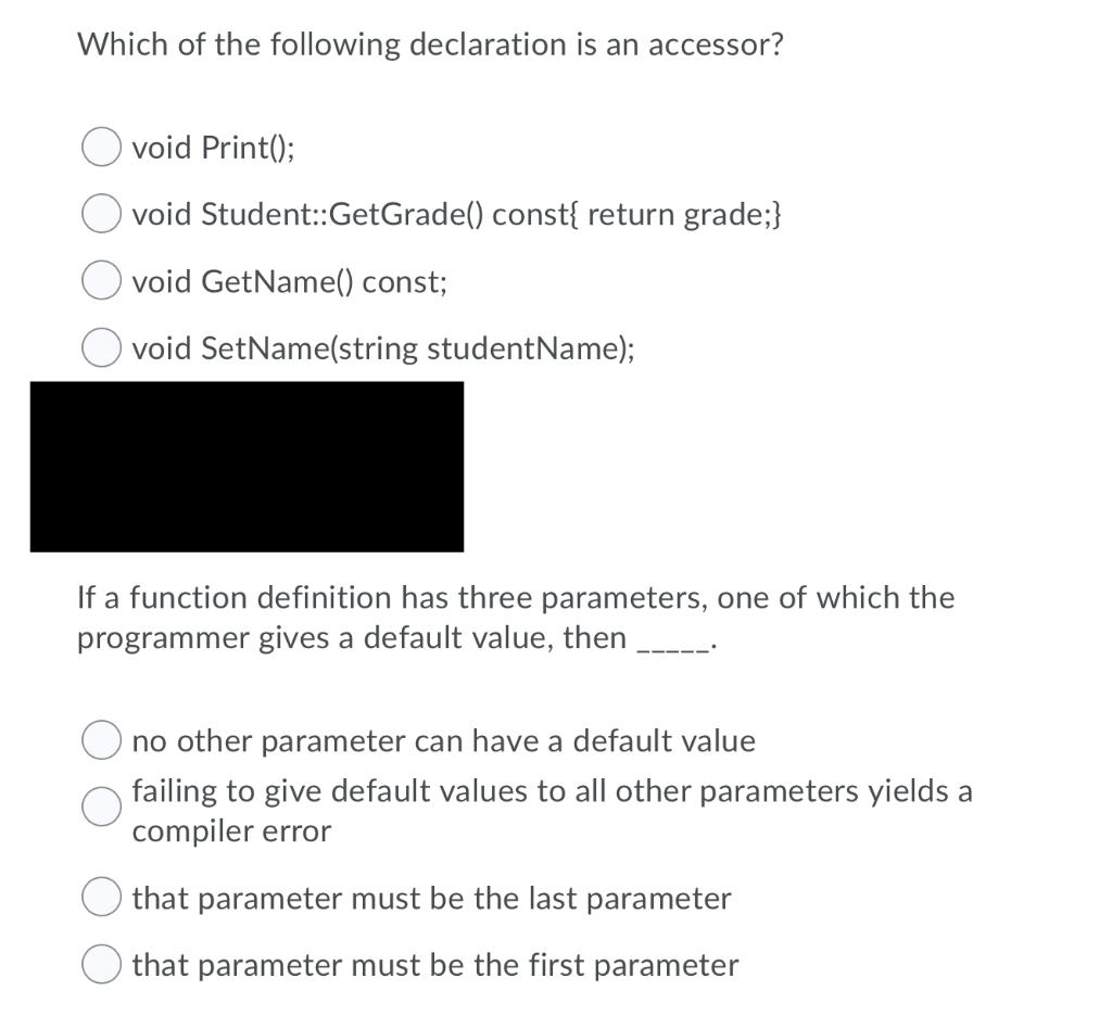 Solved Which of the following declaration is an accessor? | Chegg.com