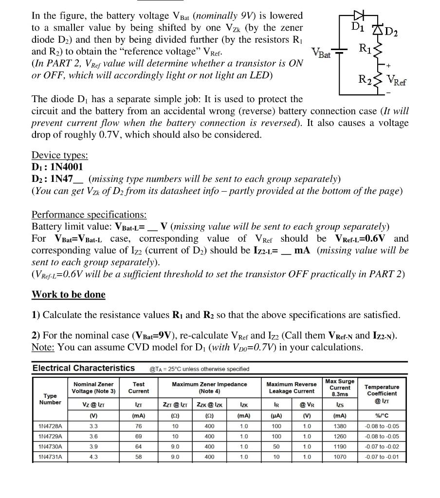 Solved D2 VBat In the figure, the battery voltage VBat | Chegg.com