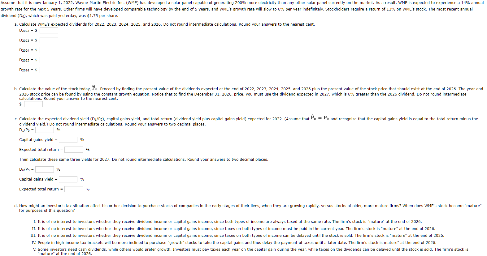 Solved ividend (D0), which was paid yesterday, was $1.75 per | Chegg.com