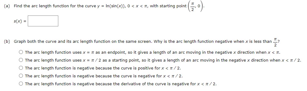 Solved (a) ﻿Find the arc length function for the curve | Chegg.com