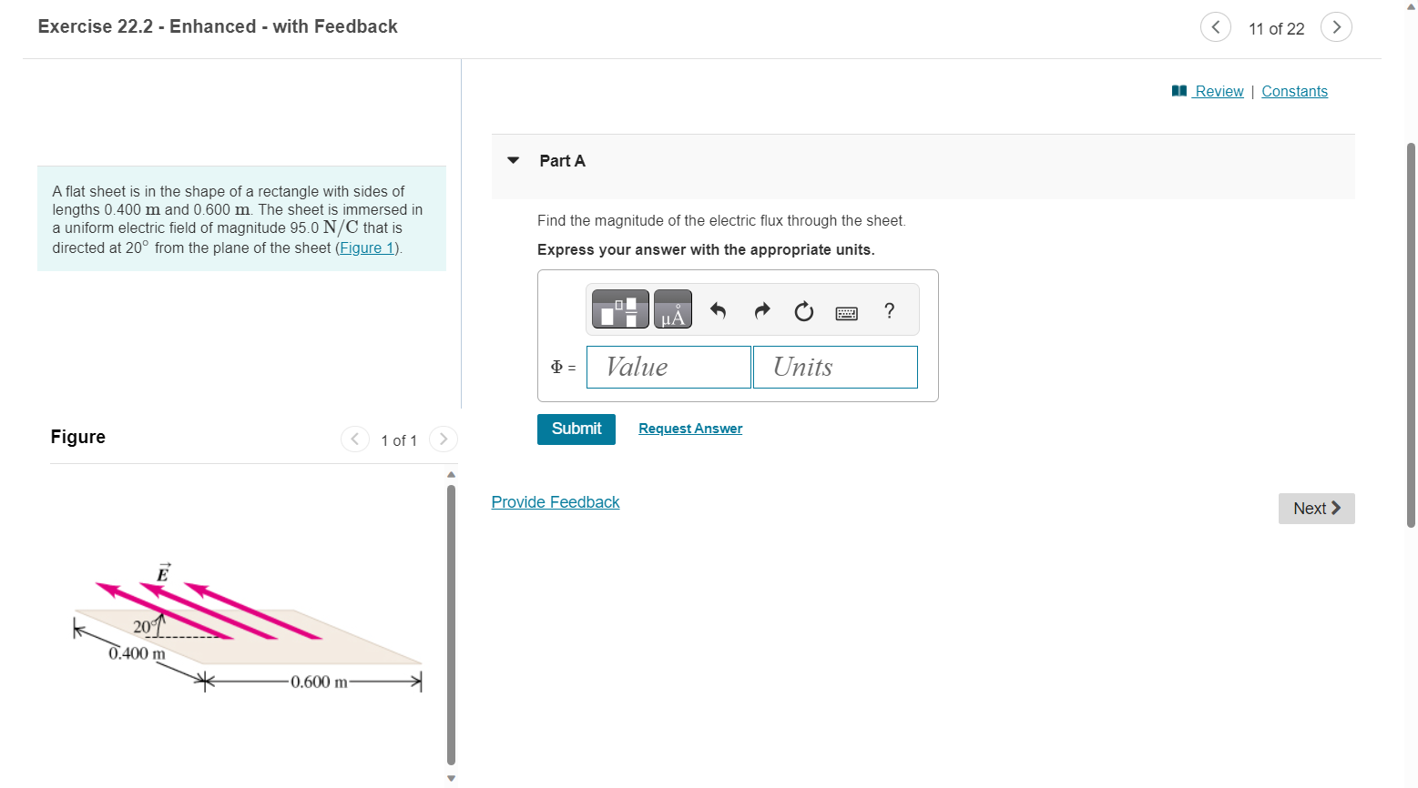 Solved Exercise 22.2 - Enhanced - with Feedback A flat sheet | Chegg.com