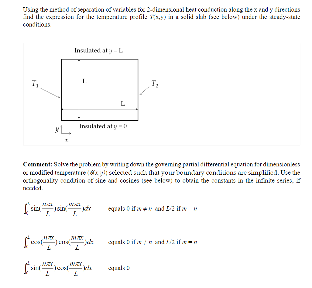 Solved Using the method of separation of variables for | Chegg.com