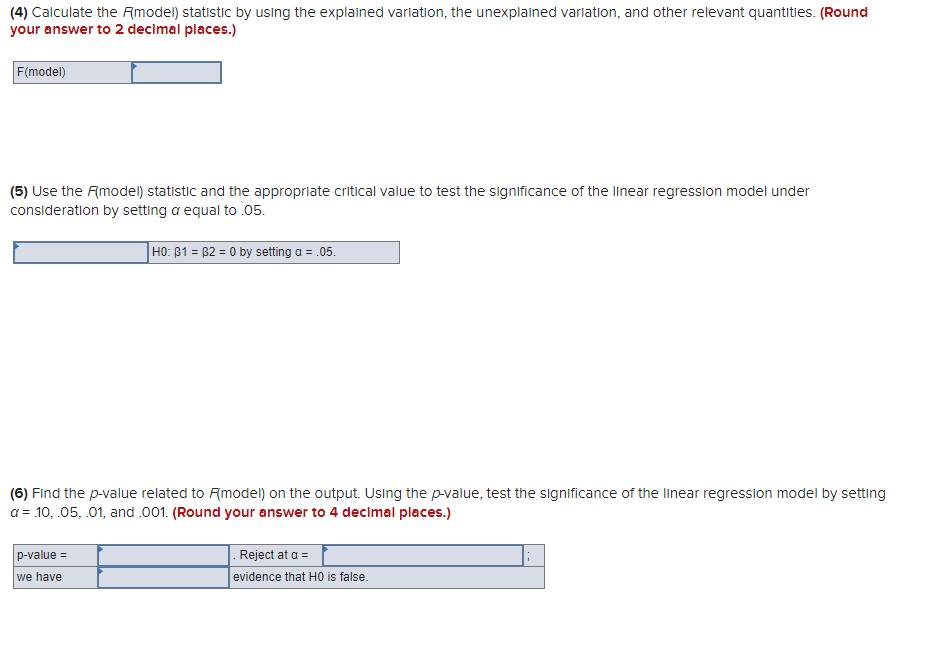 Solved (4) Calculate the Rmodel) statistic by using the | Chegg.com