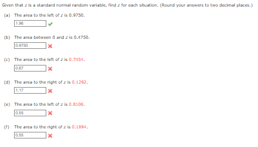 Solved Given That Z Is A Standard Normal Random Variable