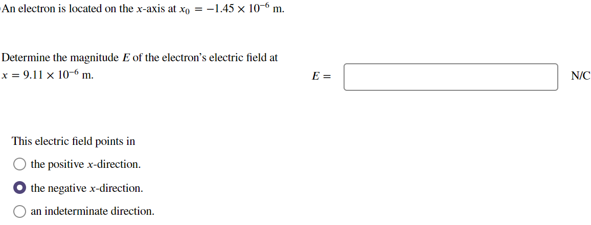 Solved An electron is located on the x-axis at | Chegg.com