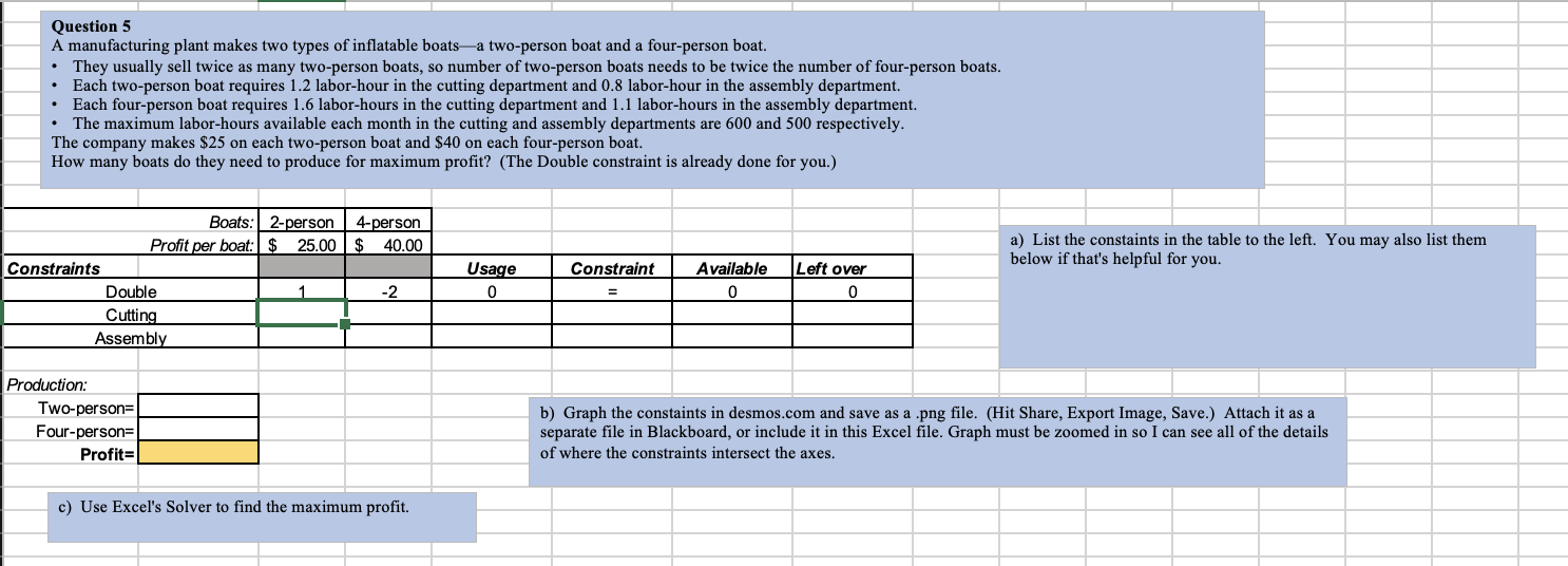 Solved Question 5 A manufacturing plant makes two types of | Chegg.com